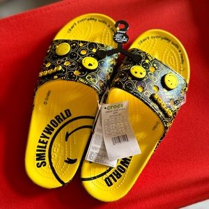 CROCS | Shoes | Crocs Limited Edition Smiley World Classic Slide Sandal ...